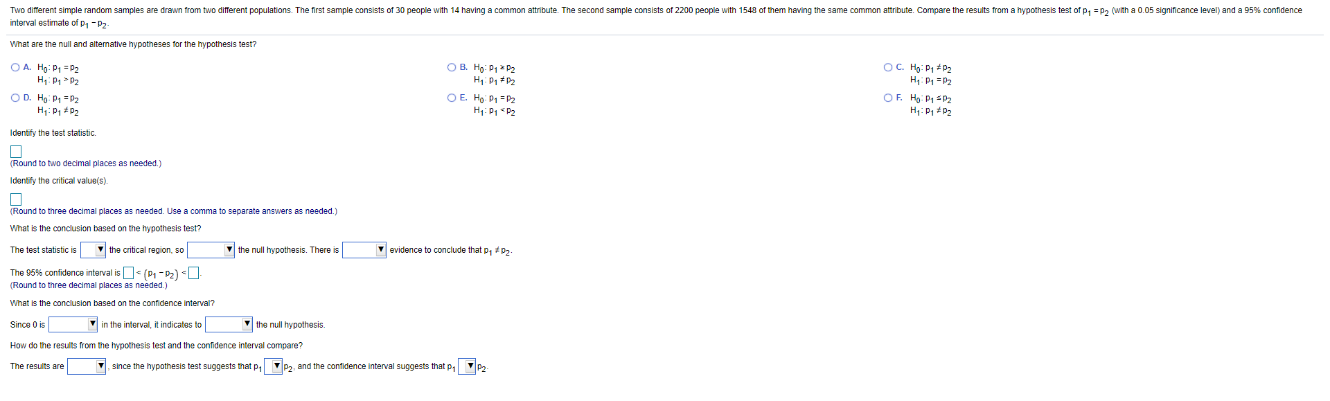 Solved Two different simple random samples are drawn from | Chegg.com