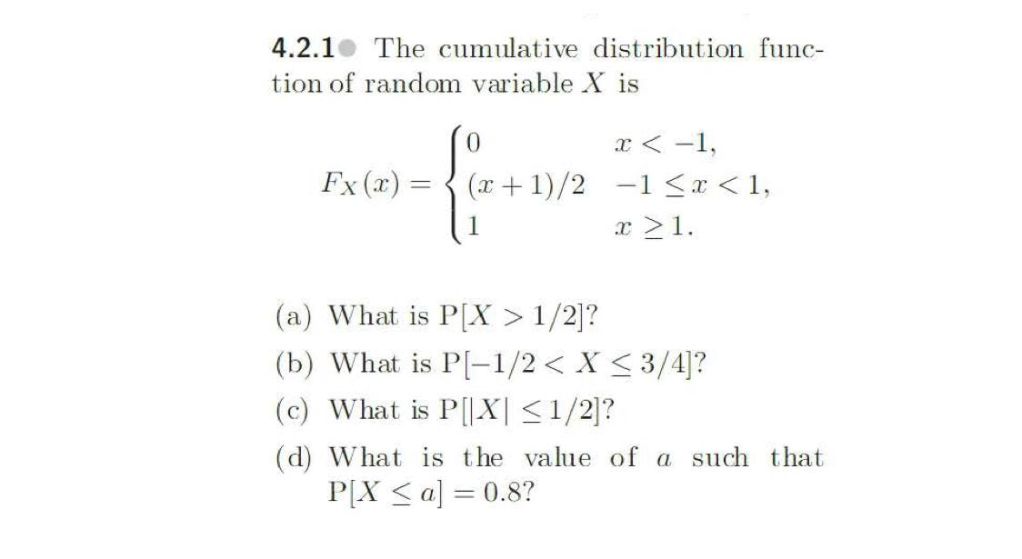 Solved 4.2.1 The cumulative distribution function of random | Chegg.com