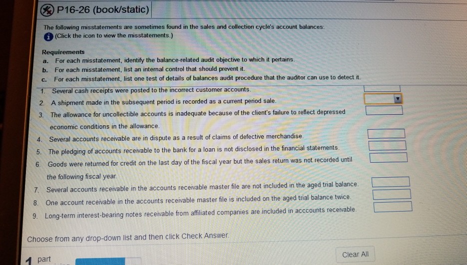 Solved P16-26 (book/static) The following misstatements are | Chegg.com