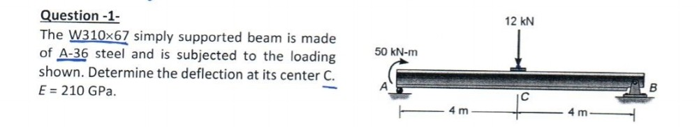 Solved Question -1 The W310x67 simply supported beam is made | Chegg.com
