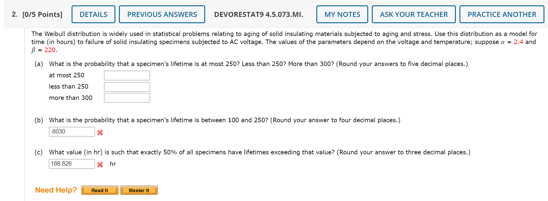 Solved 2. [0/5 Points] DETAILS PREVIOUS ANSWERS DEVORESTAT9 | Chegg.com