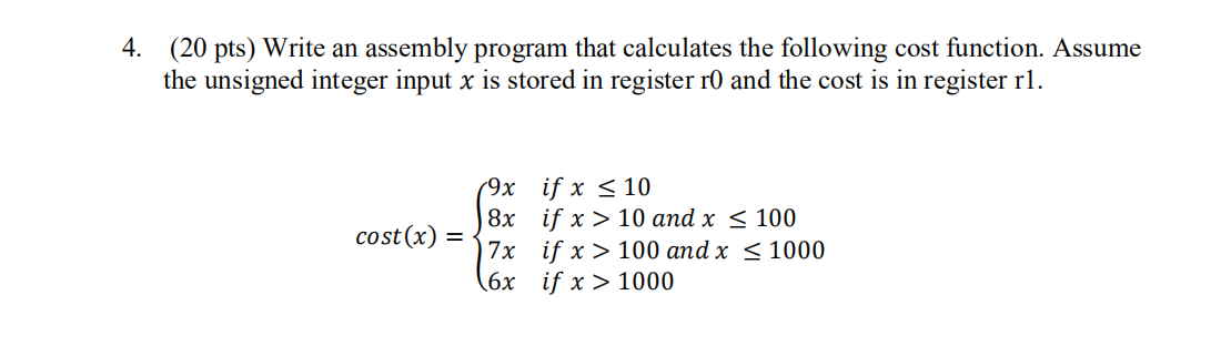 Solved 4. (20 pts) Write an assembly program that calculates | Chegg.com