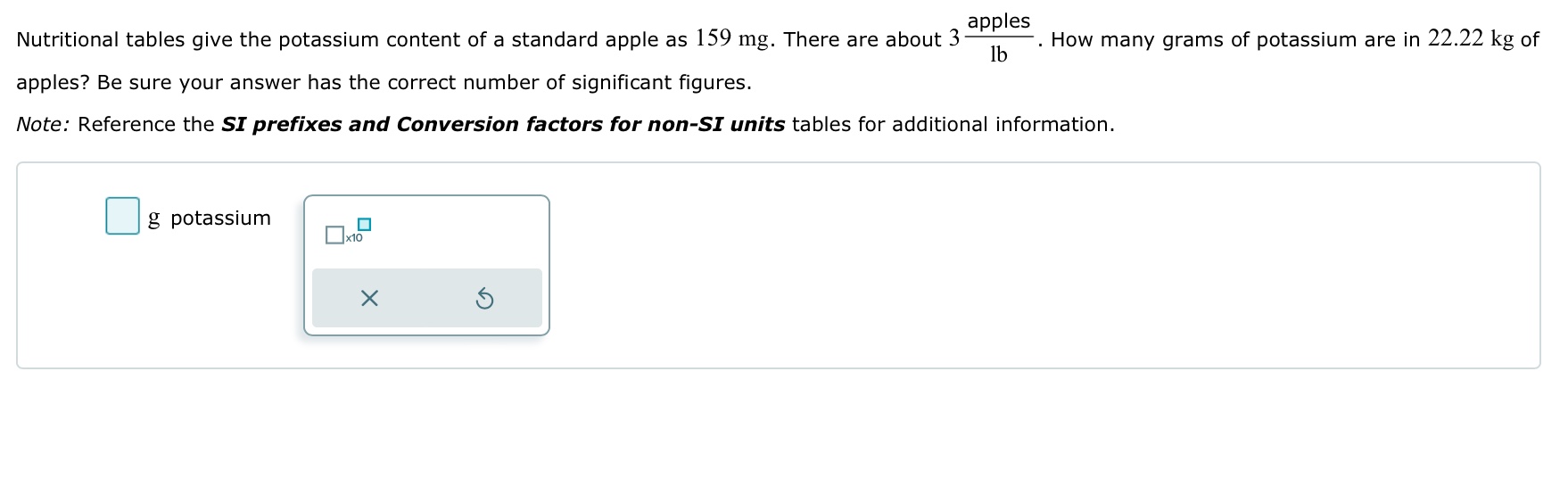 Solved Nutritional tables give the potassium content of a | Chegg.com