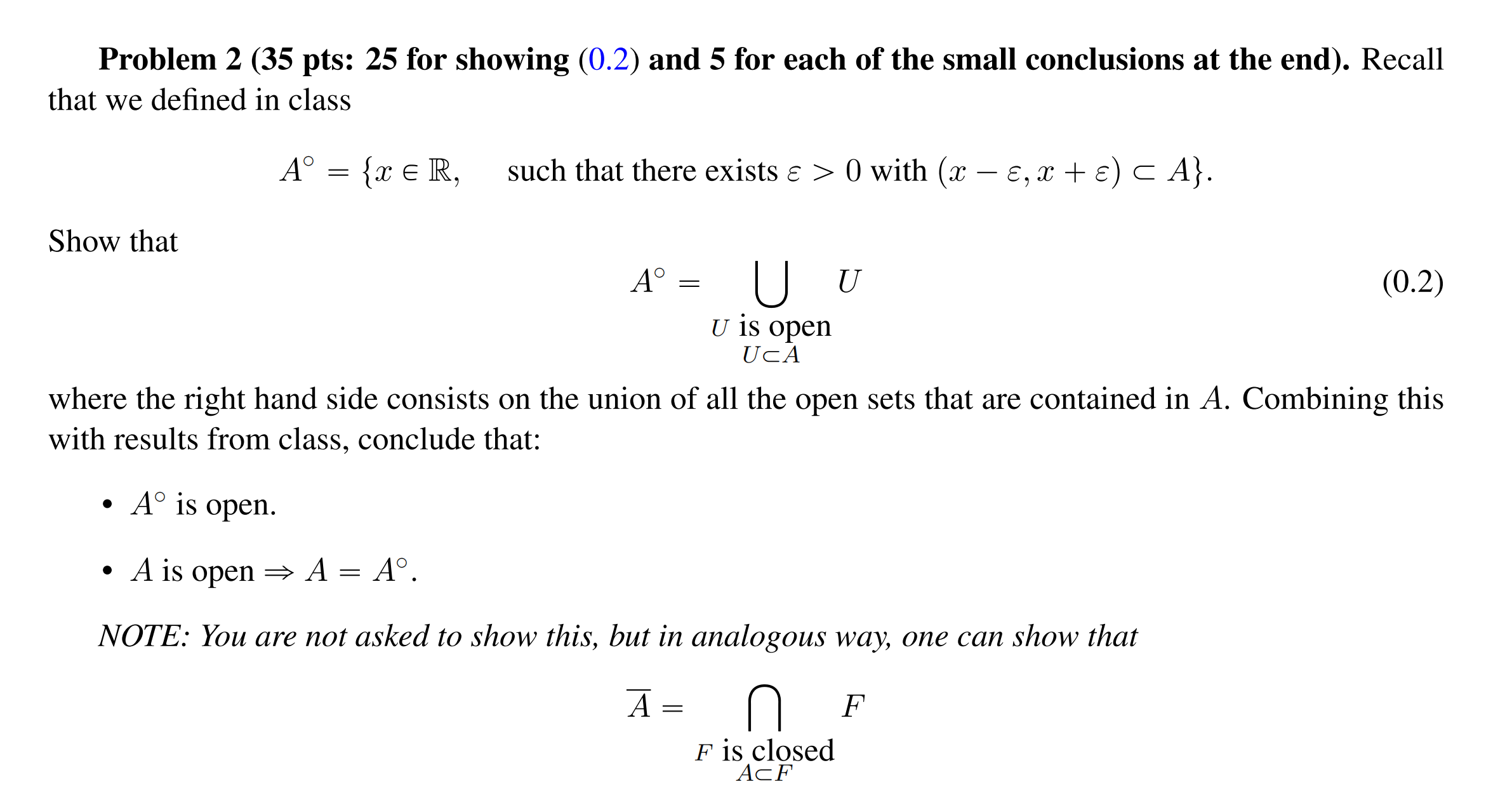 Solved Problem 2 ( 35 ﻿pts: 25 ﻿for showing ( 0.2 ) ﻿and 5 | Chegg.com