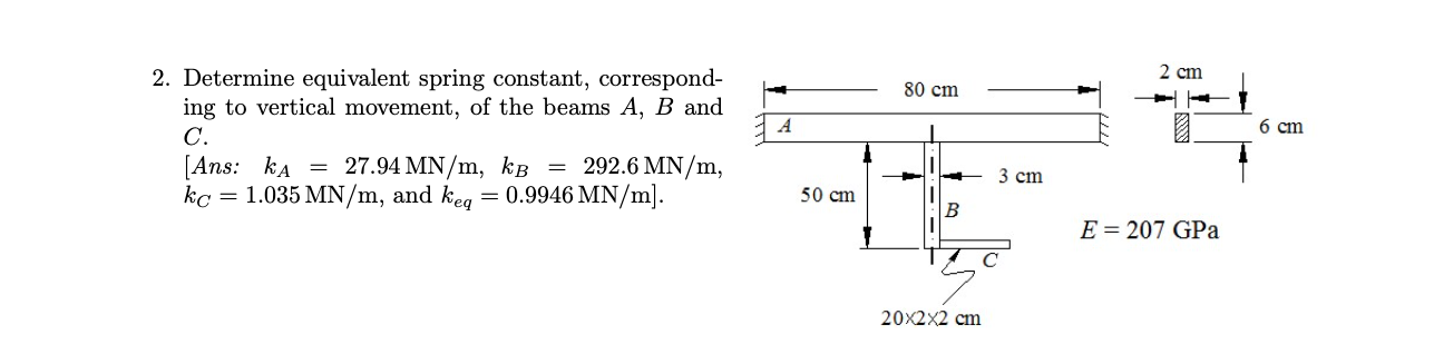 Solved 2. Determine equivalent spring constant, | Chegg.com