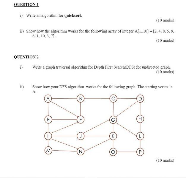 Solved ii) Show how the algorithm works for the following | Chegg.com