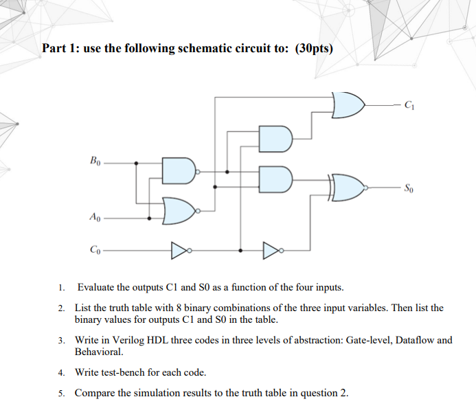 Solved Part 1: use the following schematic circuit to: | Chegg.com