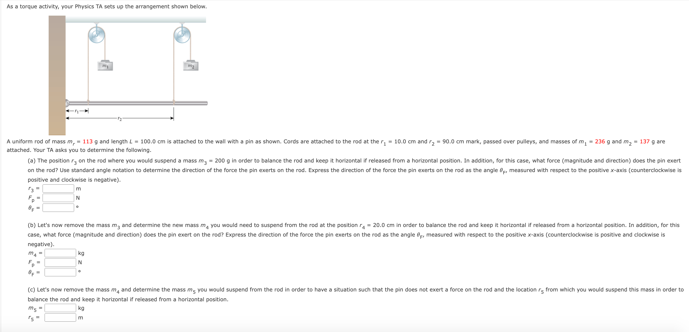 Solved As a torque activity, your Physics TA sets up the | Chegg.com
