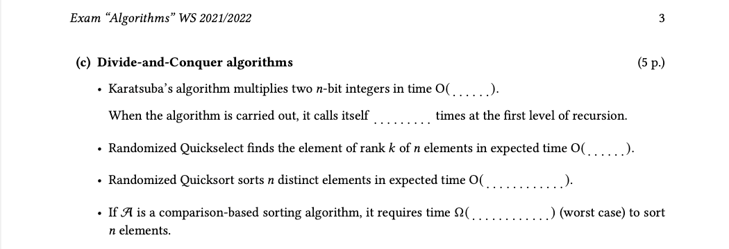 Solved (c) Divide-and-Conquer algorithms (5 p.) - | Chegg.com