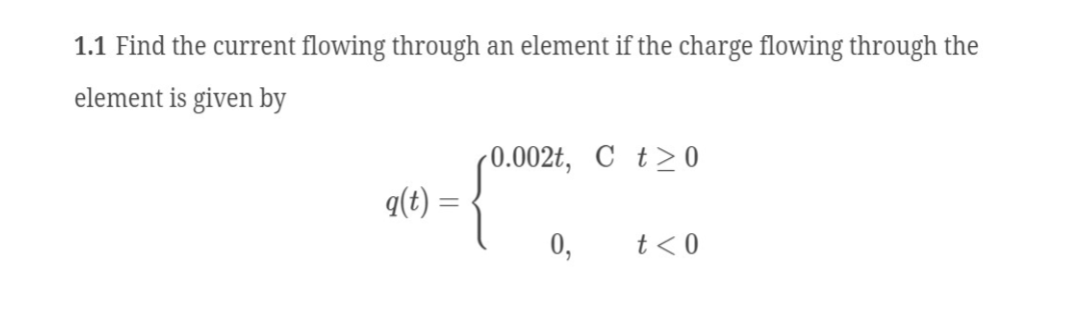 Solved 1.1 Find the current flowing through an element if | Chegg.com