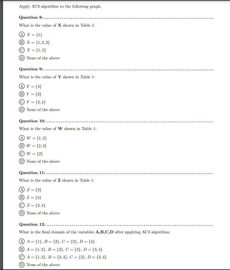 Solved CSP B> A+1 A B D>A+1 C+1=B D С 2 *C=D Table 1: AC3 | Chegg.com