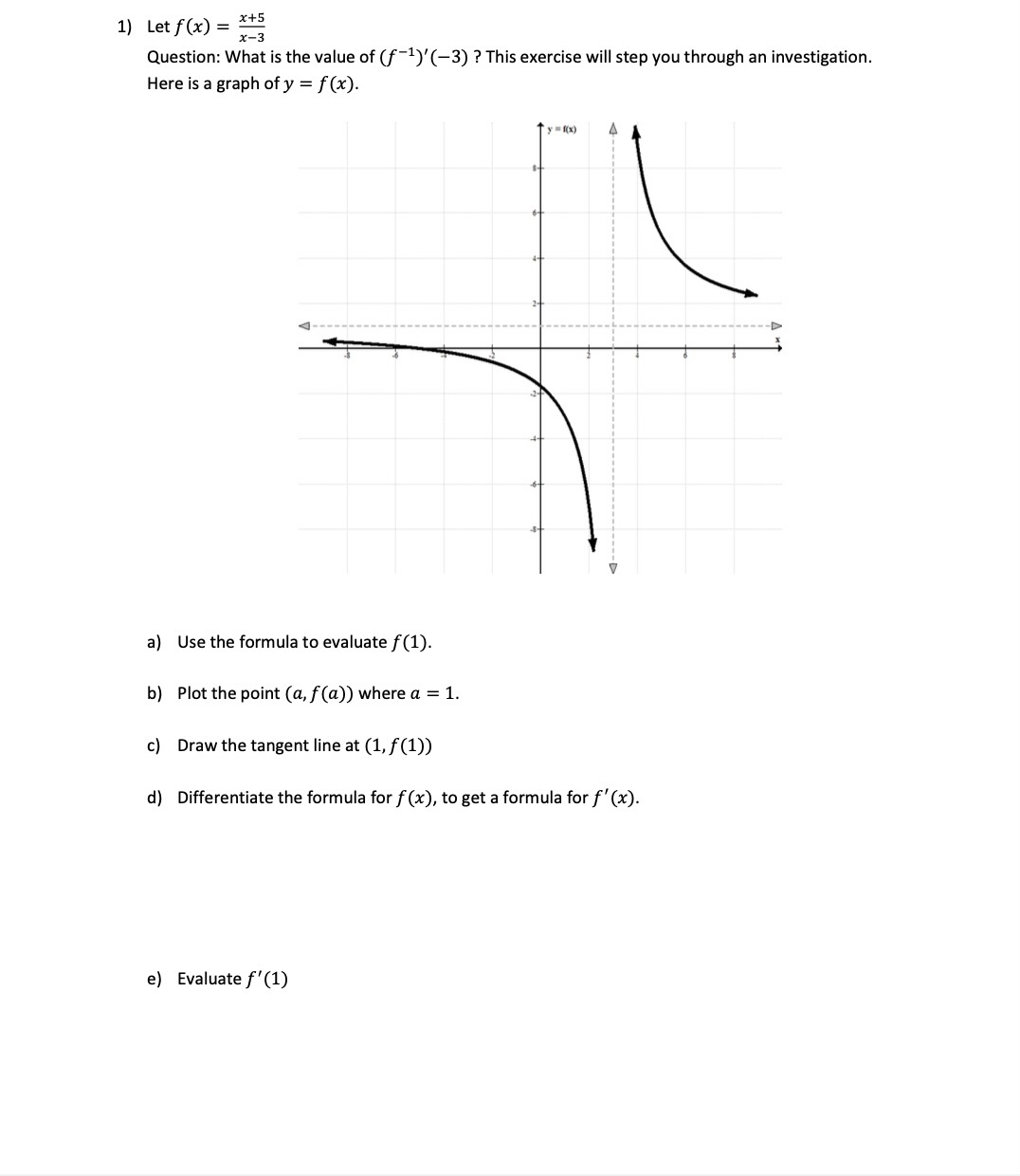 Solved 1) Let f(x)=x−3x+5 Question: What is the value of | Chegg.com