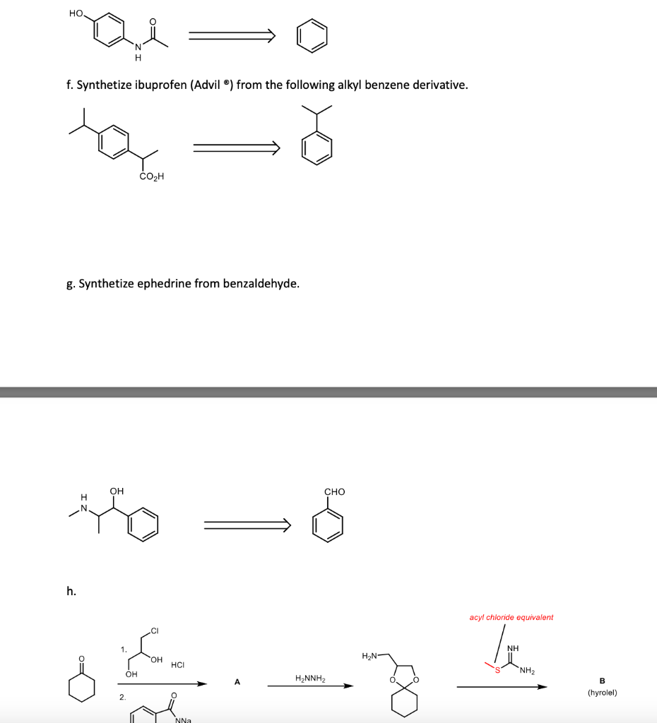 Solved HO Die f. Synthetize ibuprofen (Advil®) from the | Chegg.com