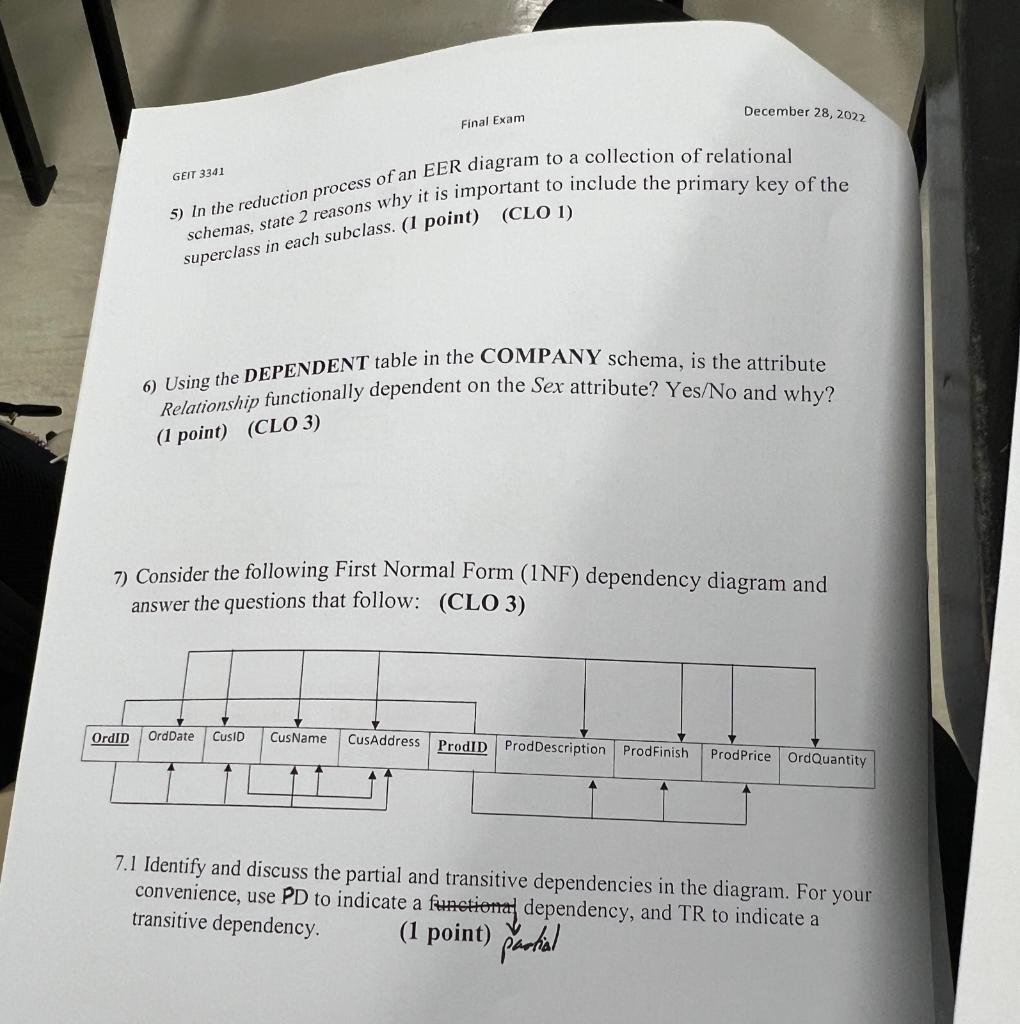 Solved GEIT 3341 5) In the reduction process of an EER | Chegg.com