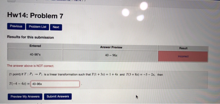 Solved Hw14: Problem 7 Previous Problem ListNext Results for | Chegg.com