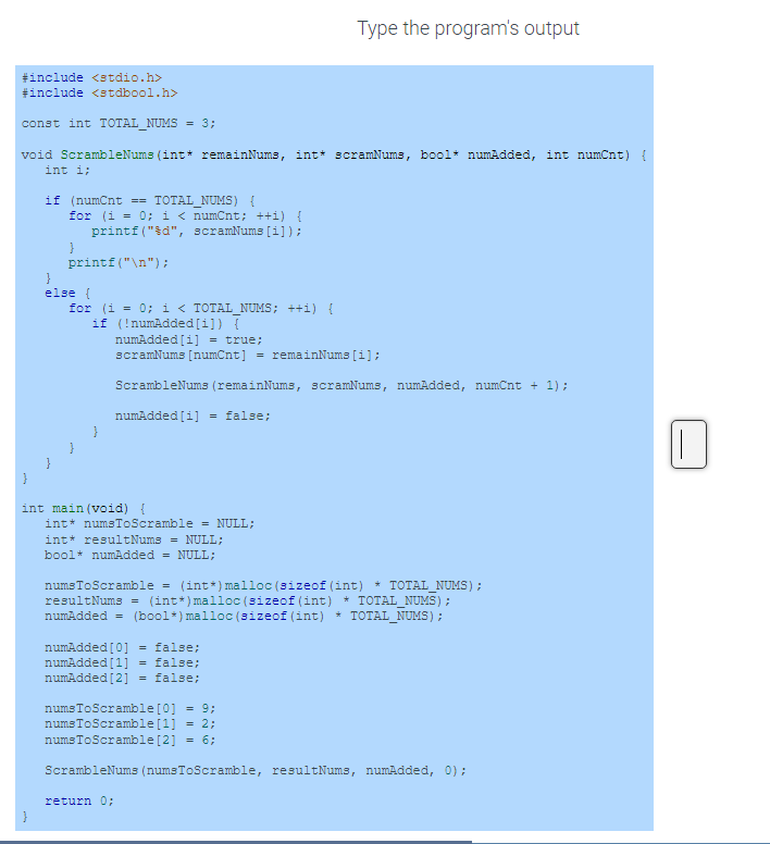 Solved Type the program's output | Chegg.com