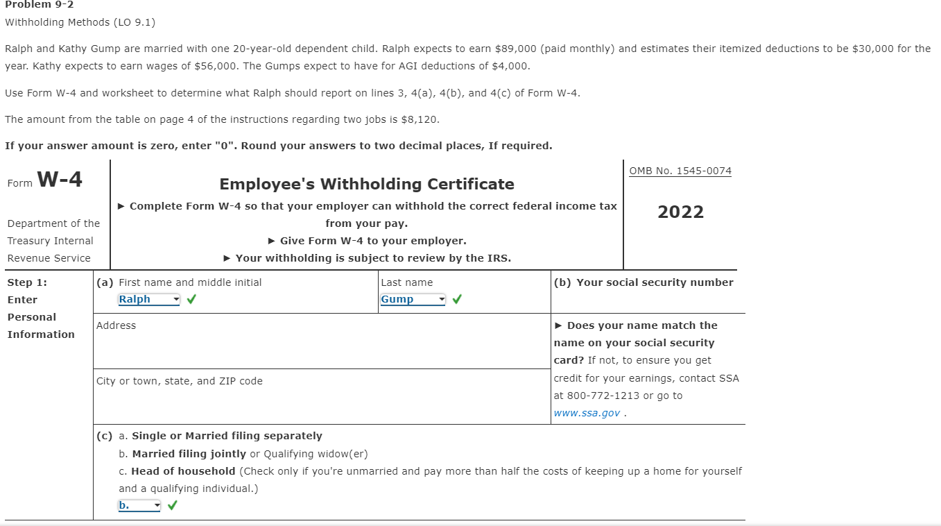 Withholding Methods (LO 9.1) year. Kathy expects to | Chegg.com