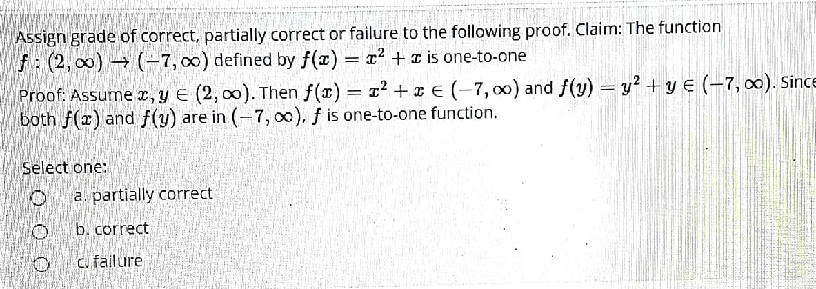 Solved Assign grade of correct, partially correct or failure | Chegg.com