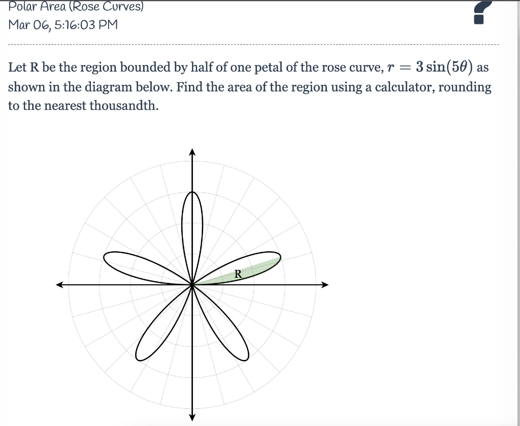 Solved Let R be the region bounded by half of one petal of | Chegg.com