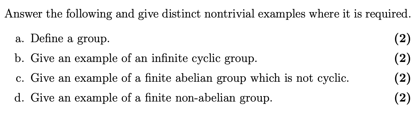 Solved Answer the following and give distinct nontrivial | Chegg.com