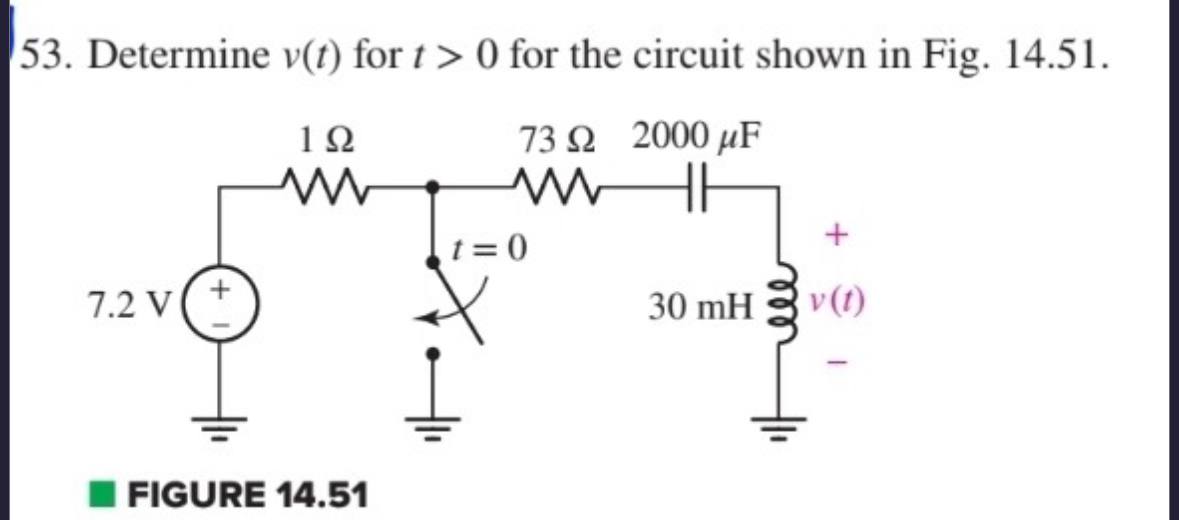 Solved Determine v(t) ﻿for t>0 ﻿for the circuit shown in | Chegg.com