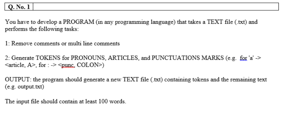 Solved Q.No.1 You have to develop a PROGRAM (in any | Chegg.com