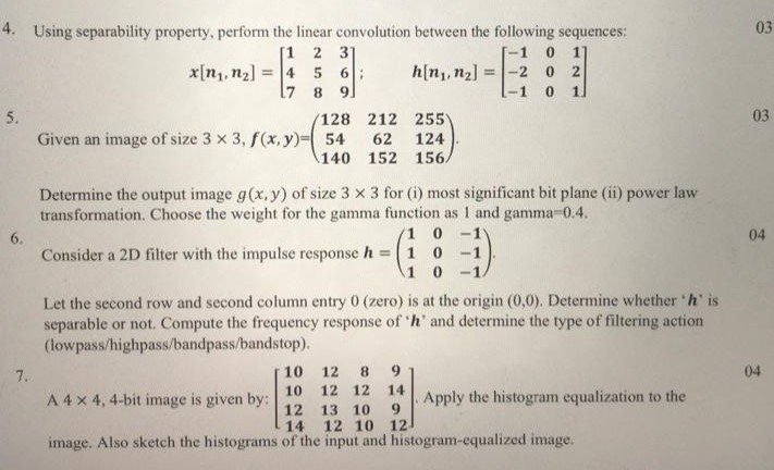 Solved 03 0 03 4. Using separability property, perform the | Chegg.com
