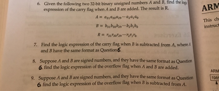 Given the following two 32-bit binary unsigned | Chegg.com