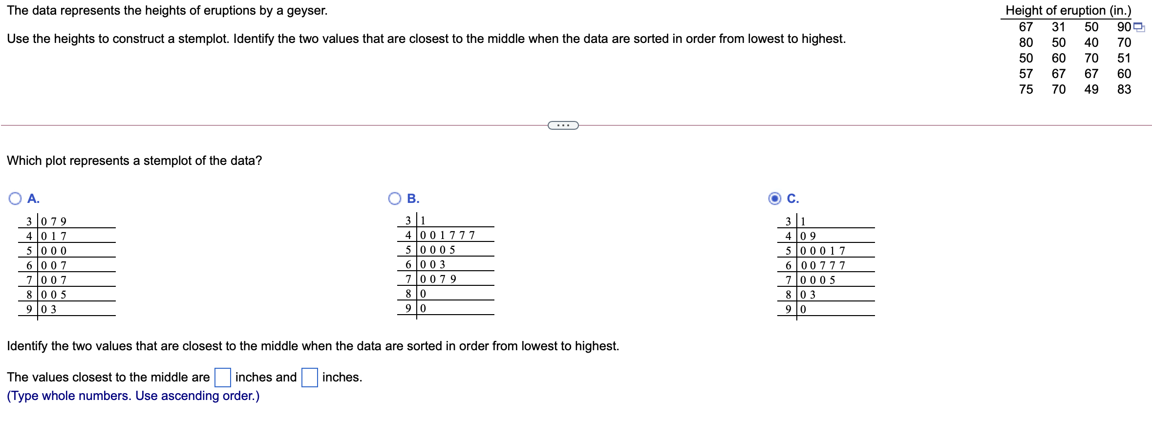 Solved The data represents the heights of eruptions by a | Chegg.com