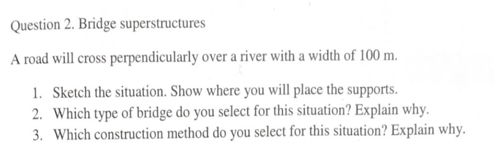 Solved Question 2. Bridge superstructures A road will cross | Chegg.com