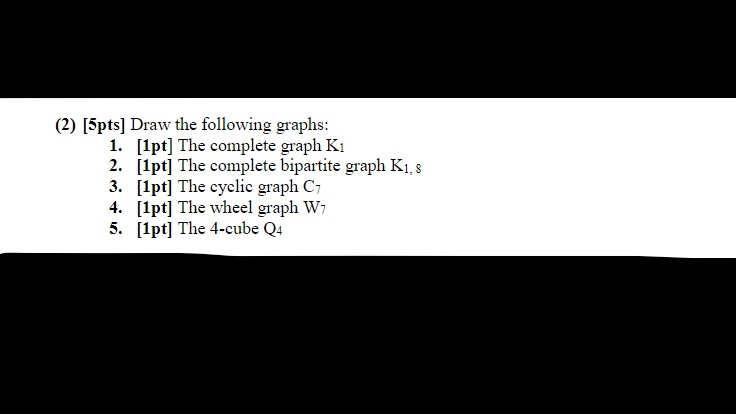 Solved (2) [5pts] Draw the following graphs: 1. [1pt] The | Chegg.com