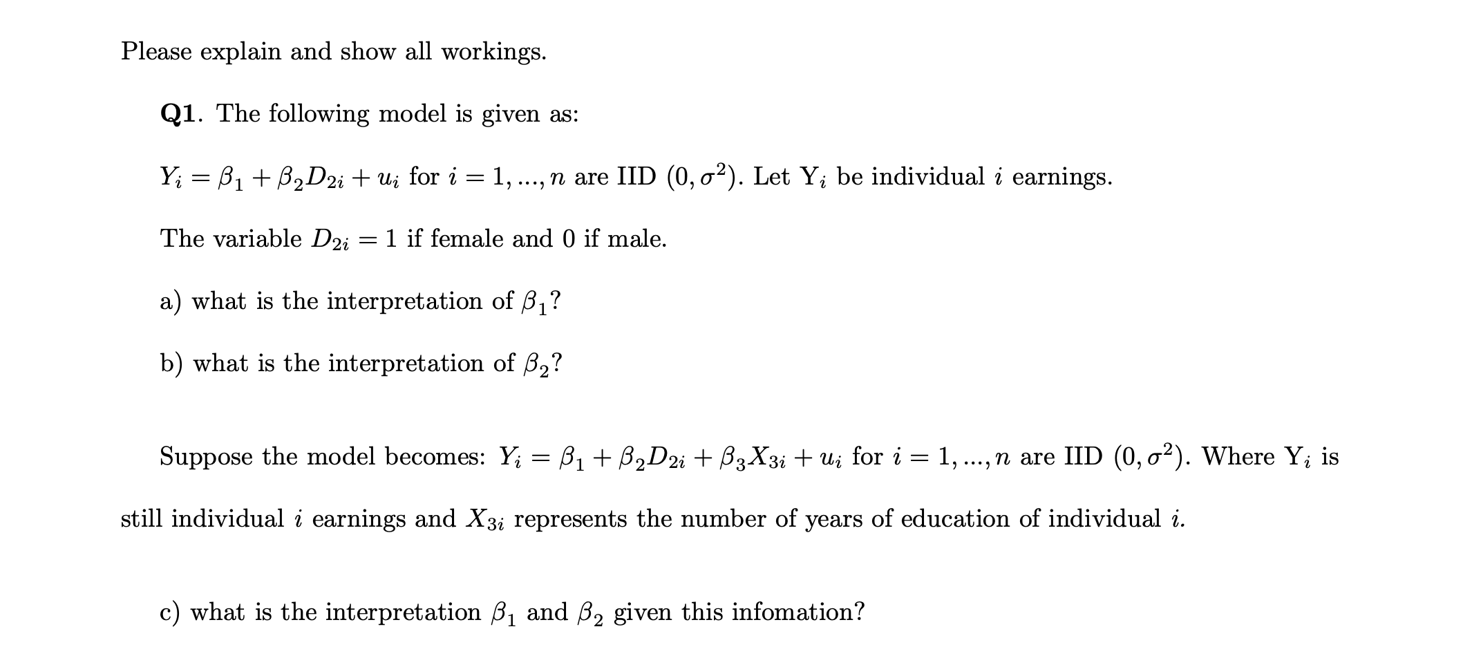 Solved Please explain and show all workings. Q1. The | Chegg.com