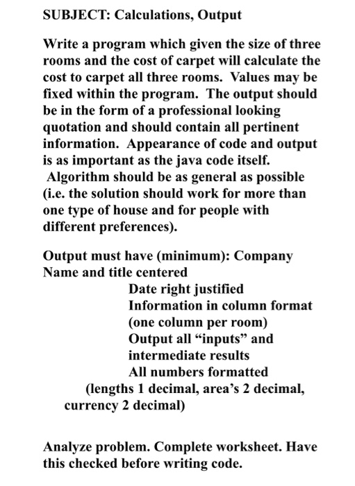 Solved Subject Calculations Output Write A Program Which