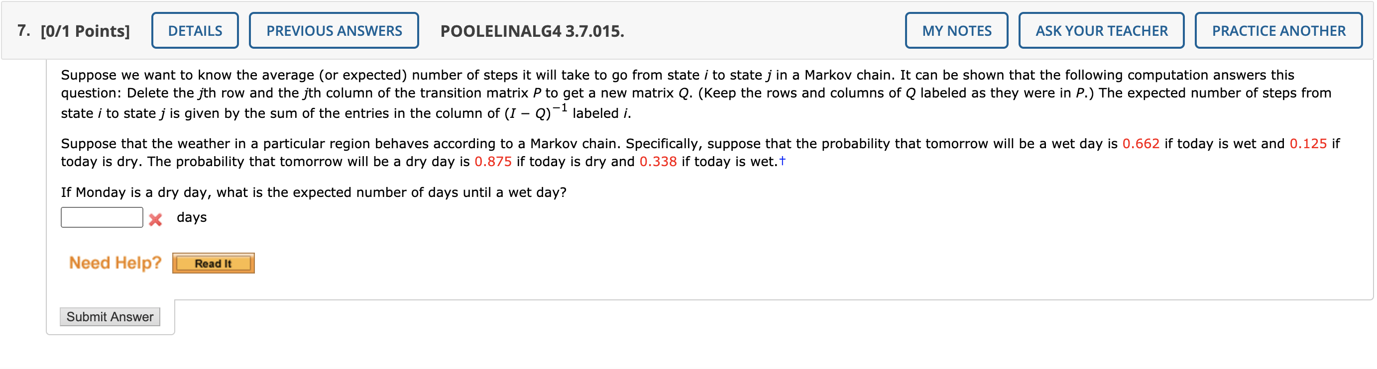 Solved 7. [0/1 Points] DETAILS PREVIOUS ANSWERS POOLELINALG4 | Chegg.com