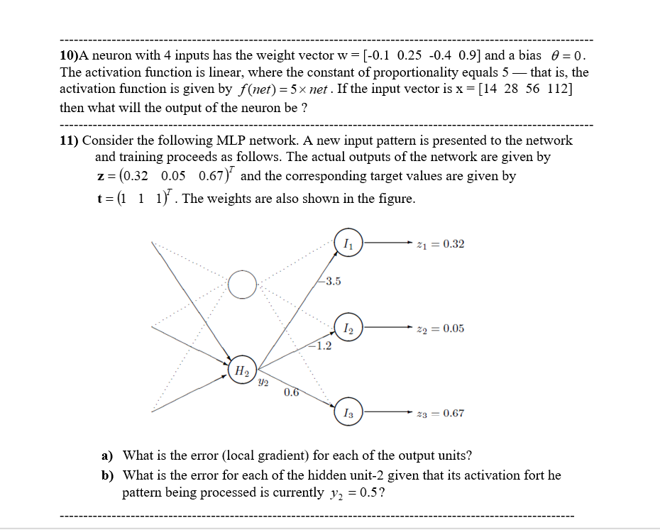 Solved 5) A training pattern, consisting of an input vector | Chegg.com