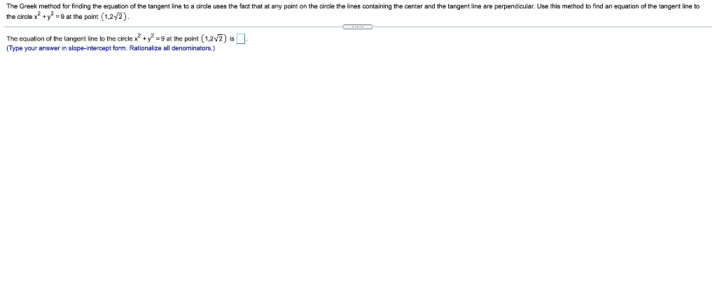 Solved The Greek method for finding the equation of the | Chegg.com
