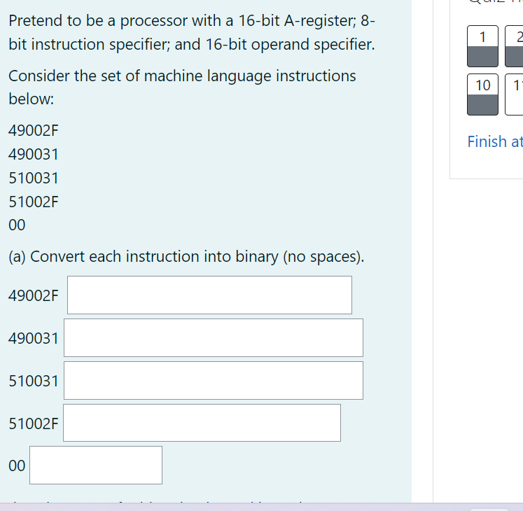 Solved Pretend to be a processor with a 16-bit A-register; | Chegg.com