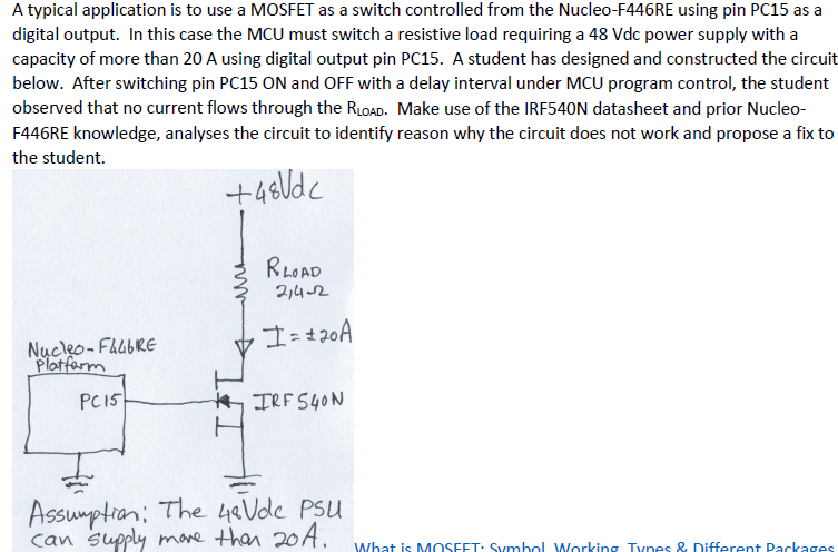 Solved A typical application is to use a MOSFET as a switch | Chegg.com