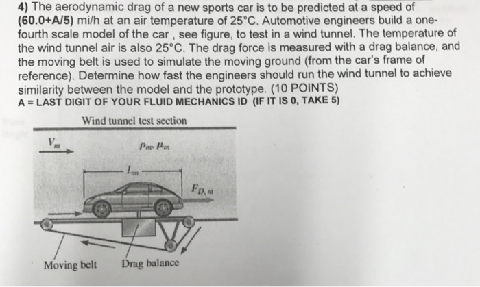 Solved The aerodynamic drag of a new sports car is to be | Chegg.com