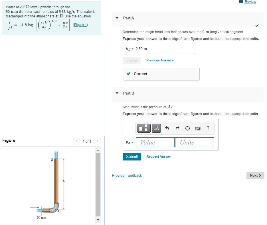 Solved Review Water at 20°C flows upwards through the | Chegg.com