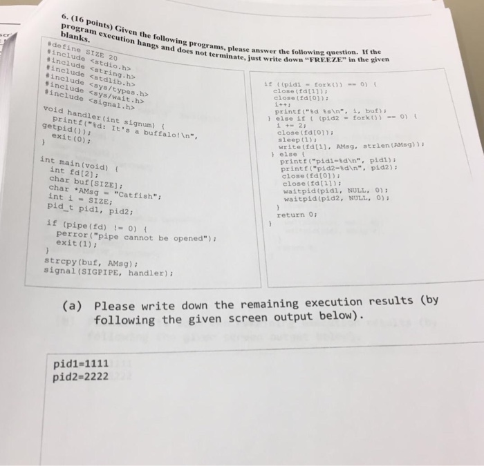 Solved 6. (16 points) Given the following programs, program | Chegg.com
