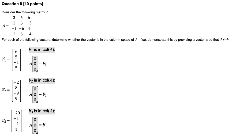 Solved Consider the following matrix A : | Chegg.com