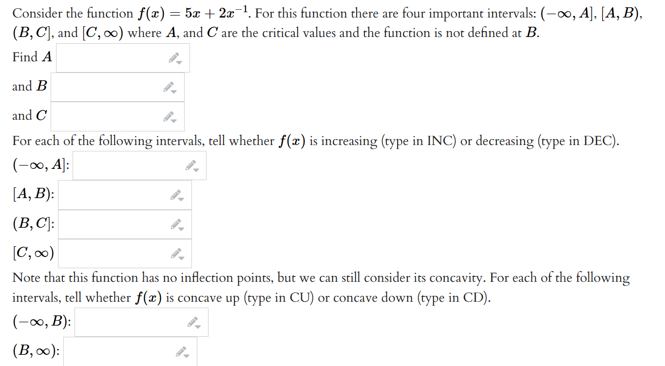 Solved Consider the function f(x)=5x+2x−1. For this function | Chegg.com