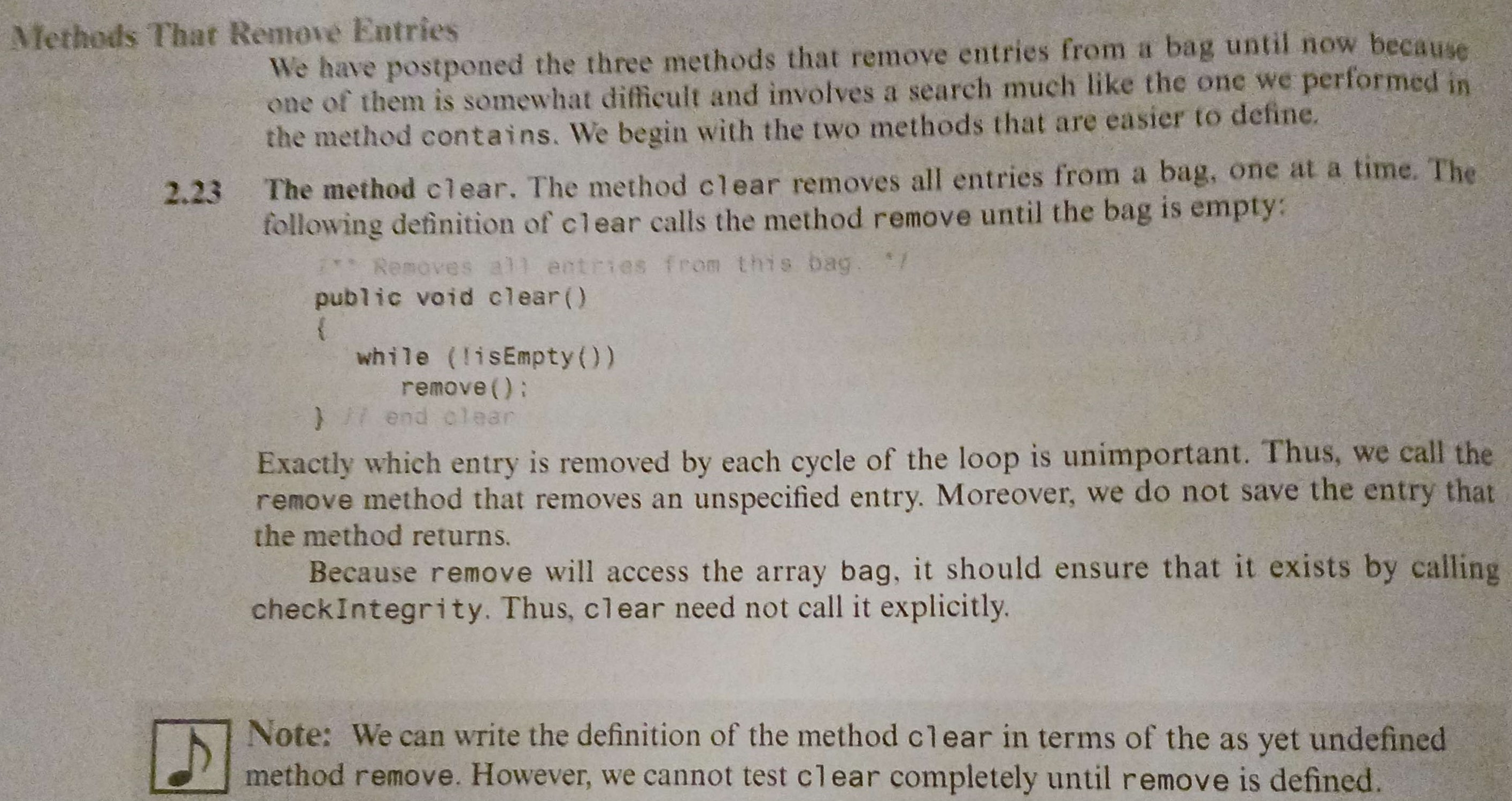 Solved 3. Revise the definition of the method clear, as | Chegg.com