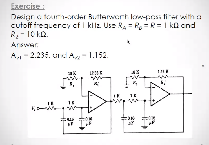 Solved Exercise : Design a fourth-order Butterworth low-pass | Chegg.com Solved Exercise : Design a fourth-order Butterworth low-pass | Chegg.com