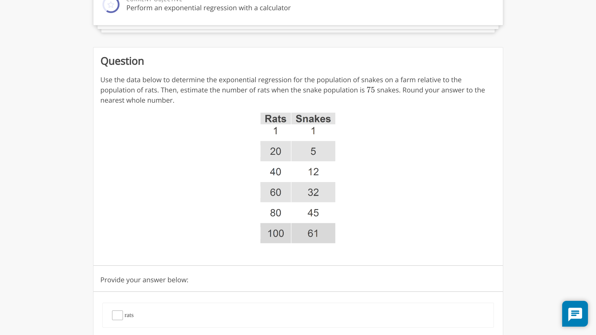 Solved Perform an exponential regression with a calculator | Chegg.com