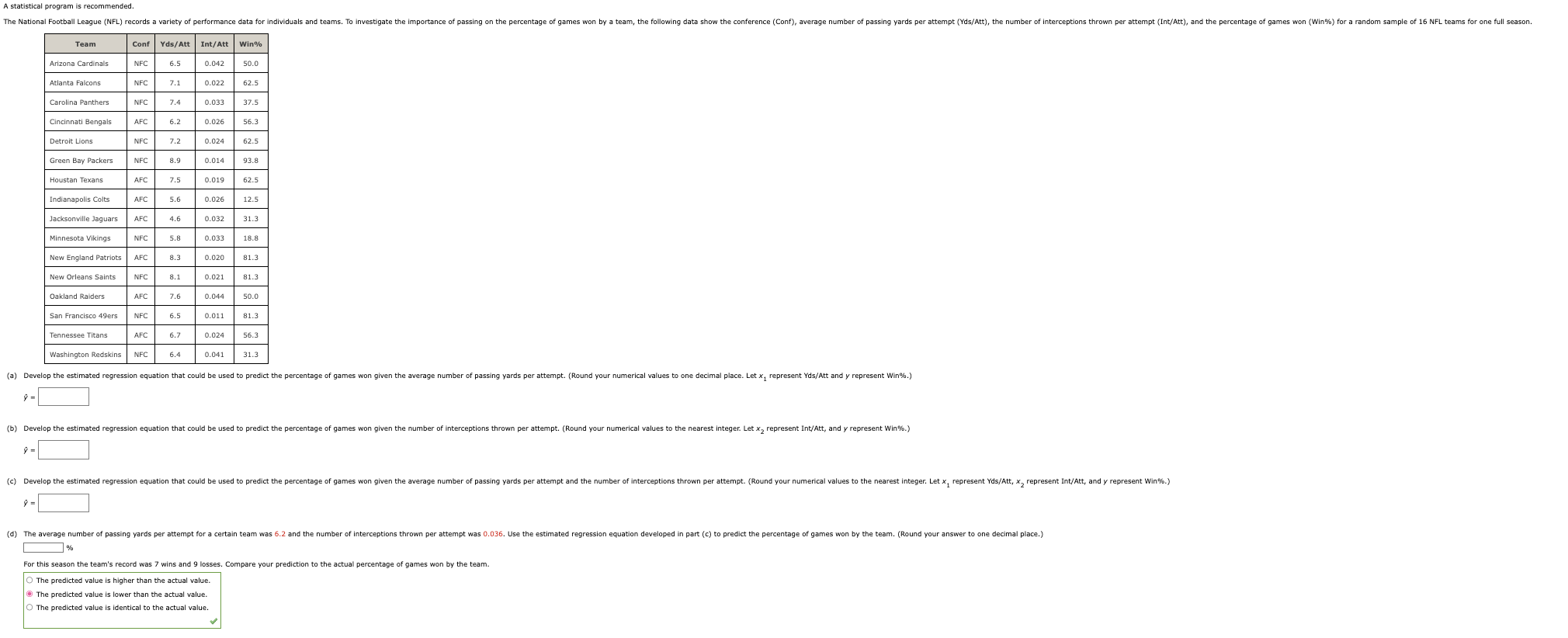 Solved A statistical program is recommended. The National | Chegg.com