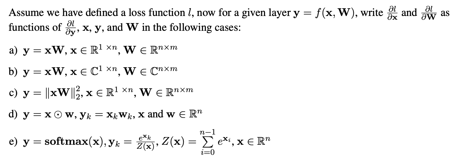 f(x, W), write out and al as aw Assume we have | Chegg.com
