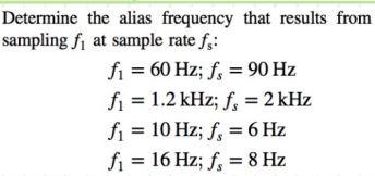 Solved Determine the alias frequency that results from | Chegg.com