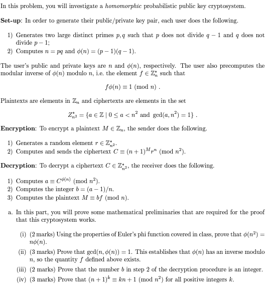 In this problem, you will investigate a homomorphic | Chegg.com